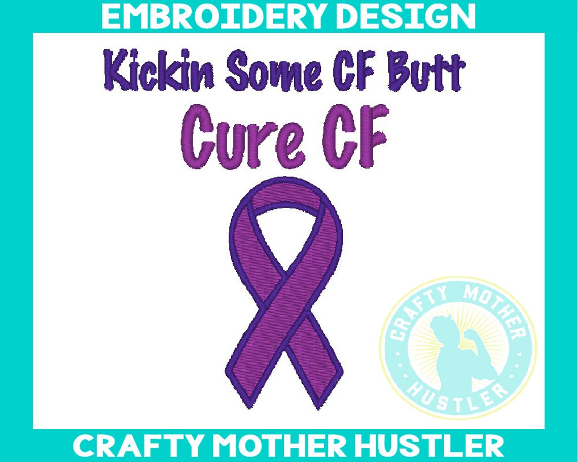 Cure Cystic Fibrosis Support Purple Awareness Ribbon Embroidery Design ...