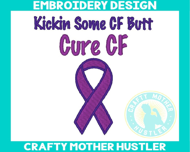 Cure Cystic Fibrosis Support Purple Awareness Ribbon Embroidery Design ...