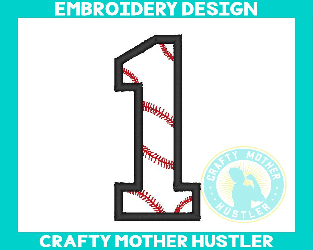 Baseball or Softball Number 1 Embroidery Design Appliqué - Etsy Denmark
