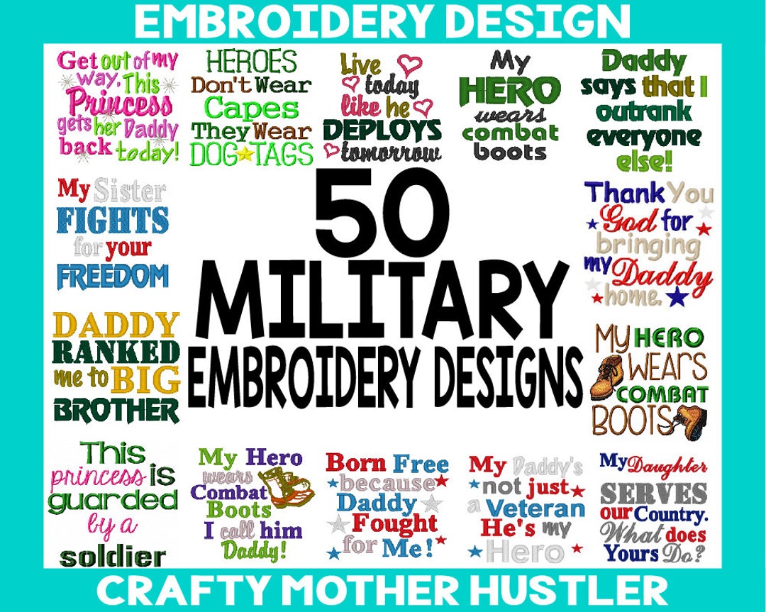 50 Military Sayings Embroidery Designs Bundle (all Formats) - Etsy