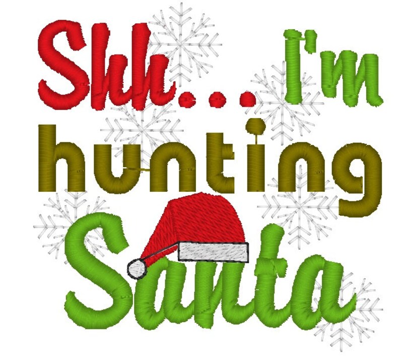 Shh I'm Hunting Santa Embroidery Design Santa Hat - Etsy