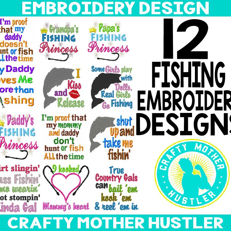 Fishing Embroidery - Etsy