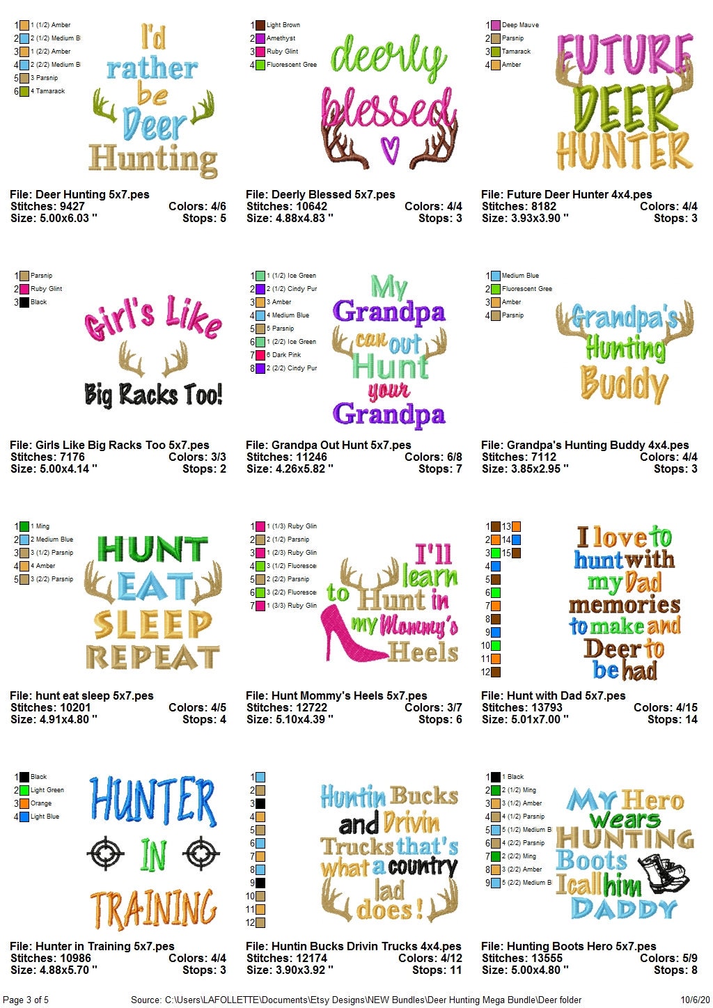 50 Deer Hunting Embroidery Designs Various Hoop Sizes Deer | Etsy