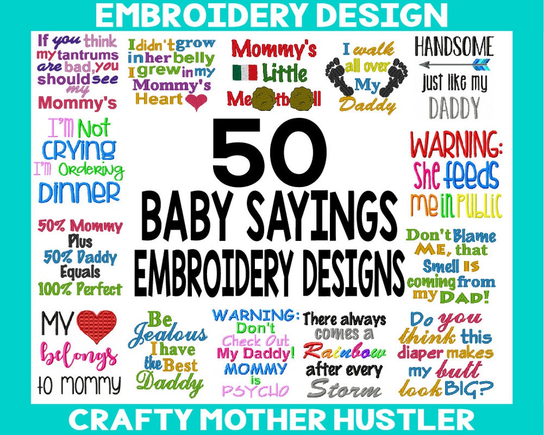 50 Baby Sayings Embroidery Designs Bundle (digital Download) - Etsy