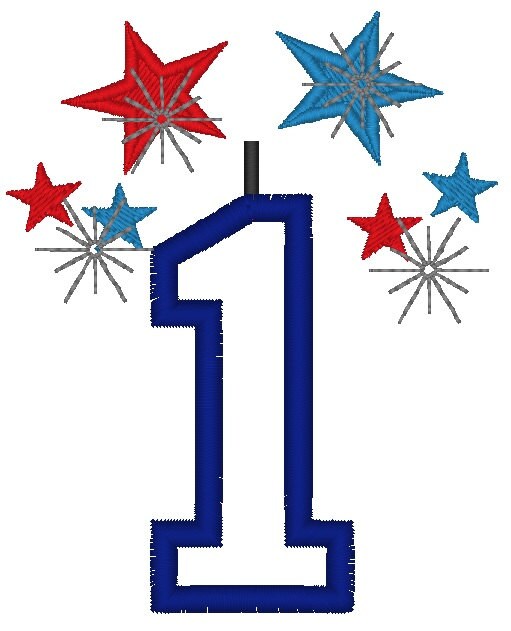 Number 1 Applique Fireworks Designs fourth of July July | Etsy