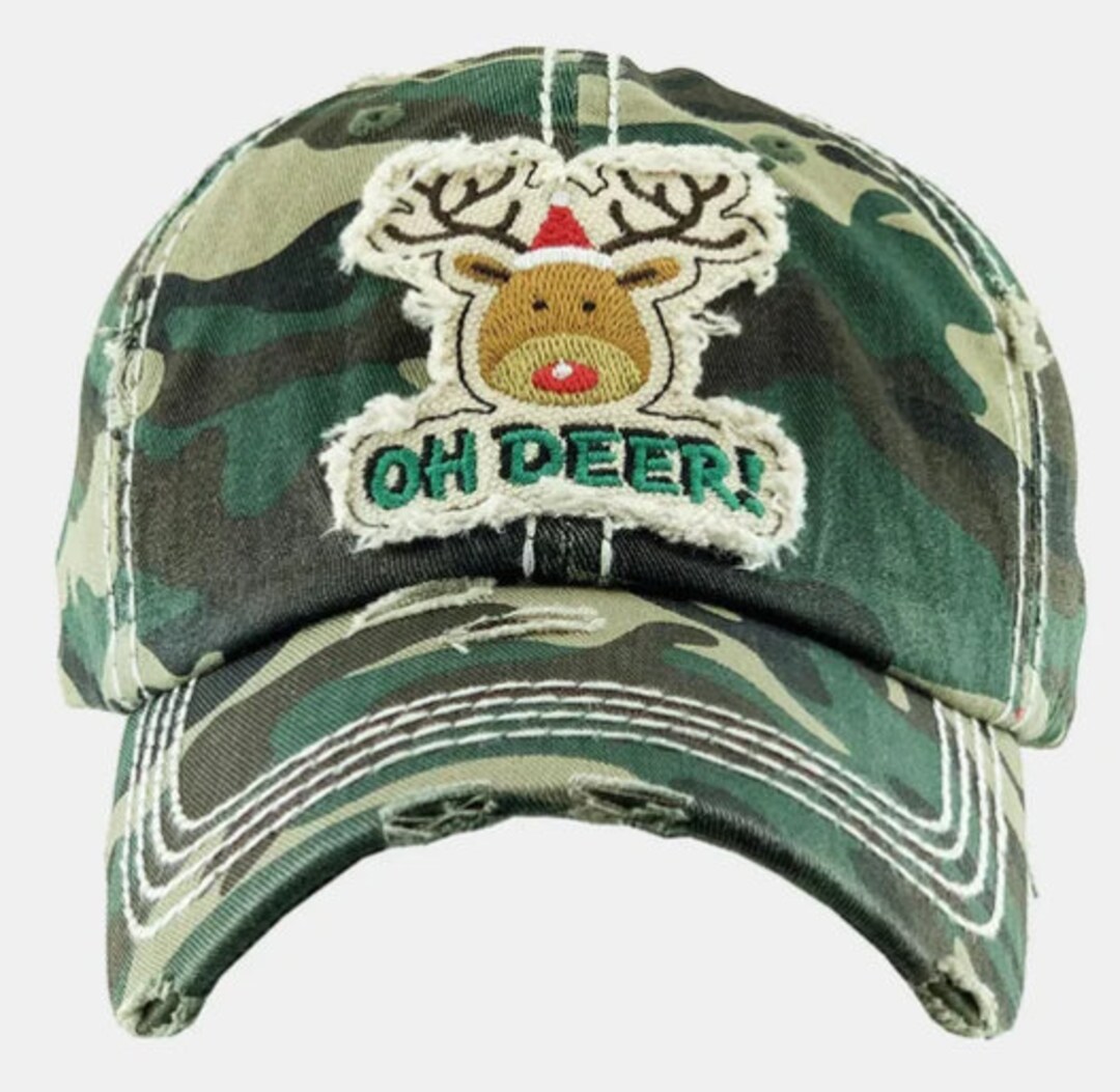 OH DEER Christmas Hat Distressed Merry Christmas Y'all - Etsy