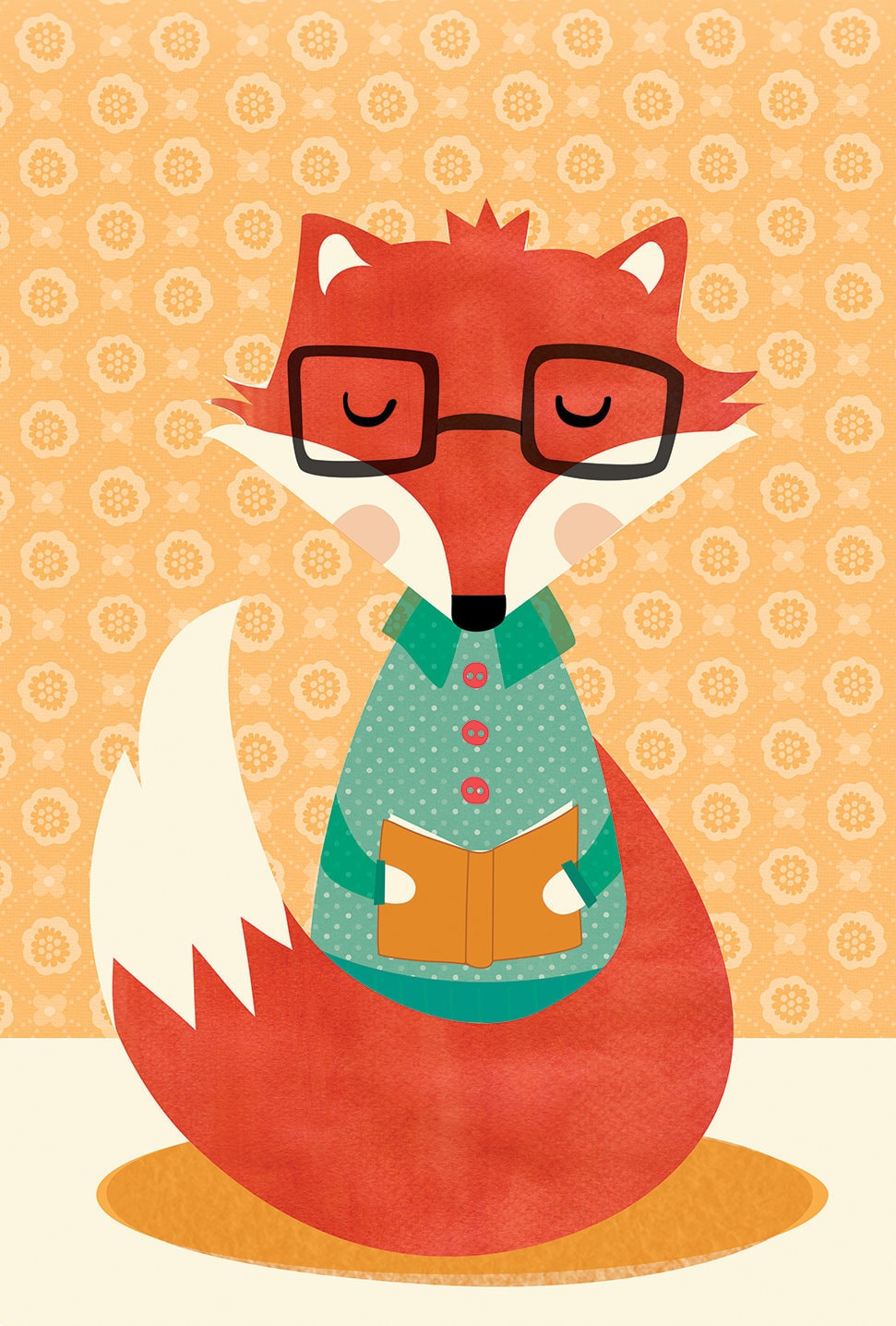 Animal Reading Art / Fox Art / Animals Reading Art / Fox Art Print ...