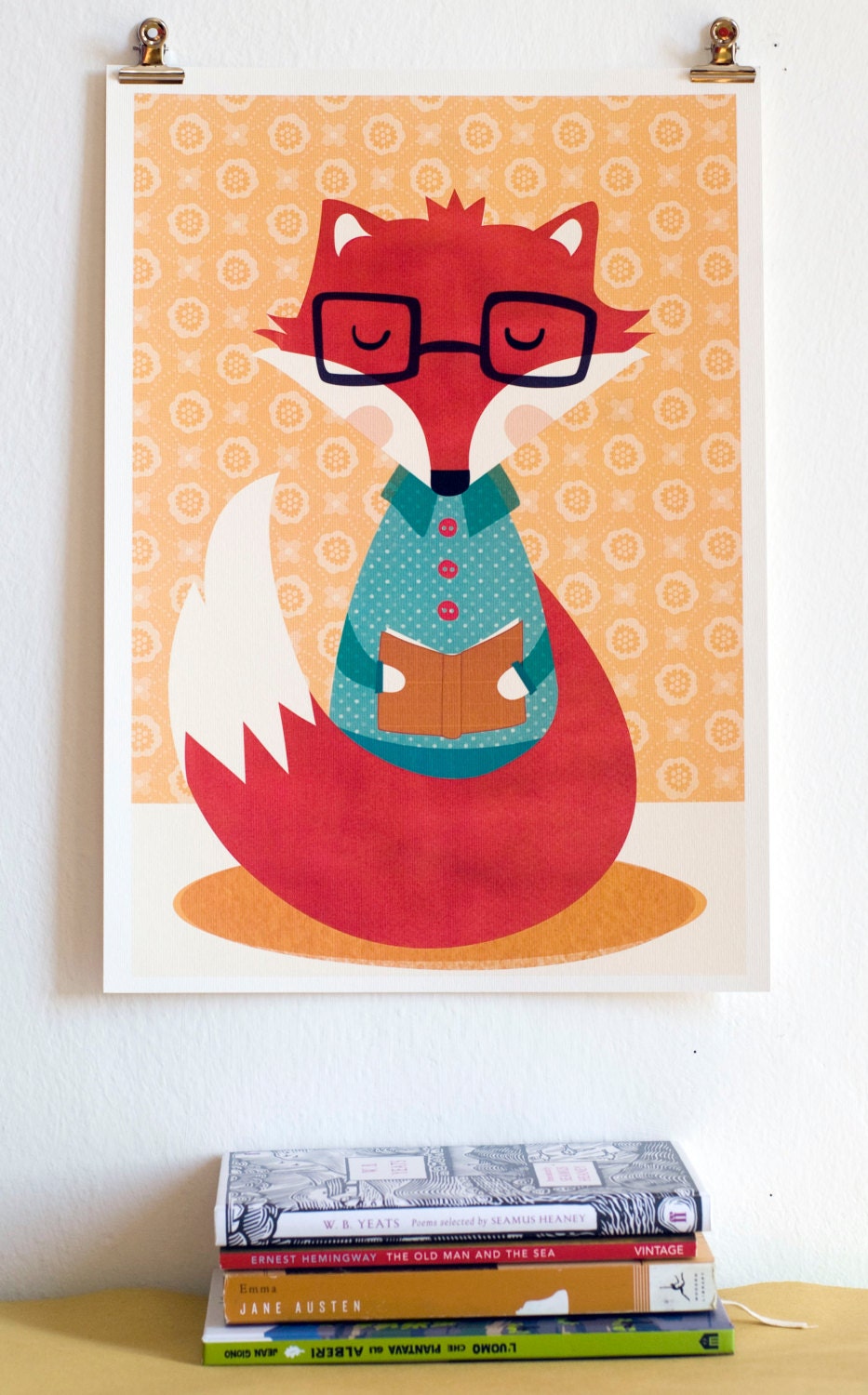 Animal Reading Art / Fox Art / Animals Reading Art / Fox Art Print ...