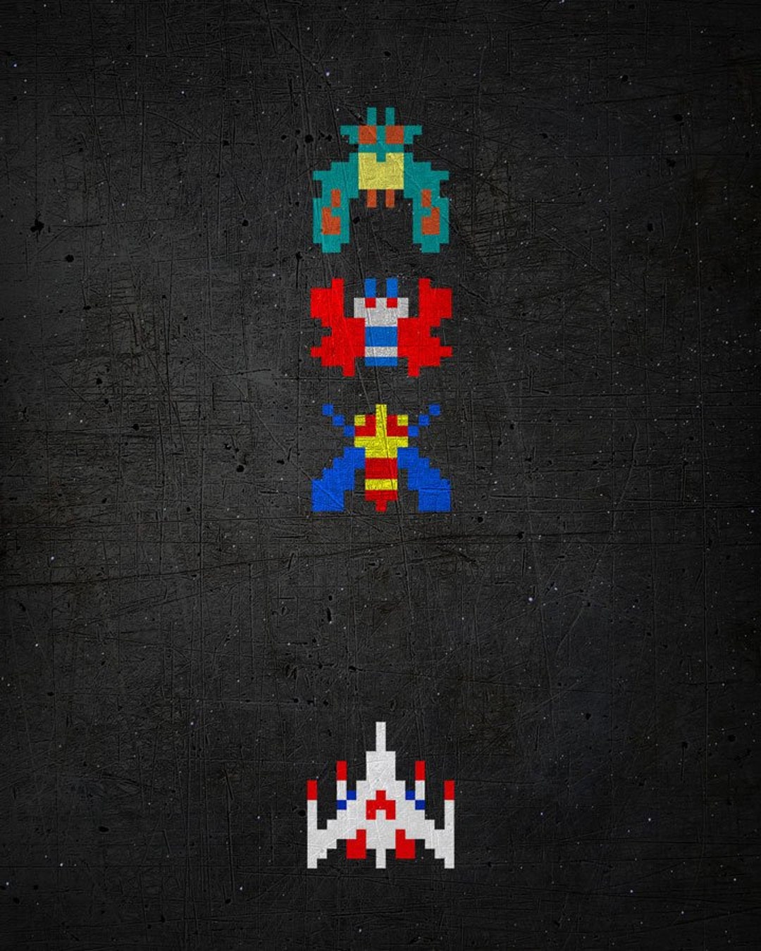 Galaga Arcade Character Minimalist Poster Print - Etsy