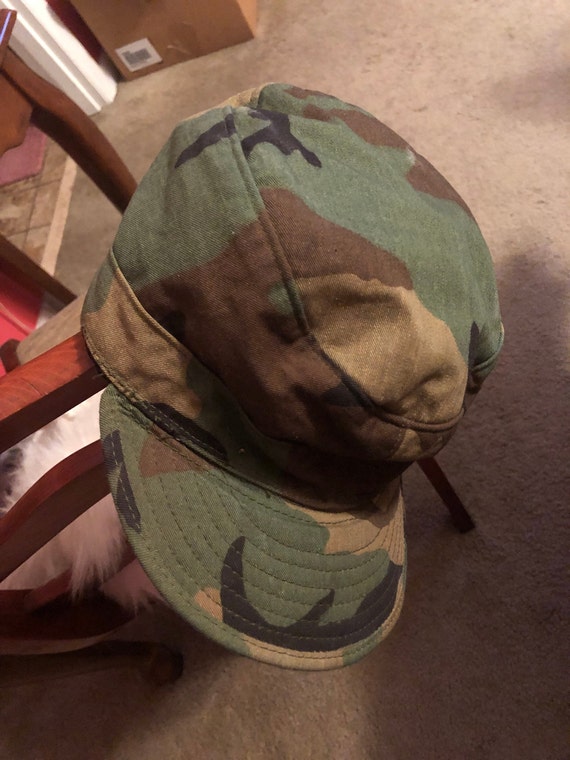 Vintage Camo Cap Combat Woodland Pattern Military Siz… - Gem