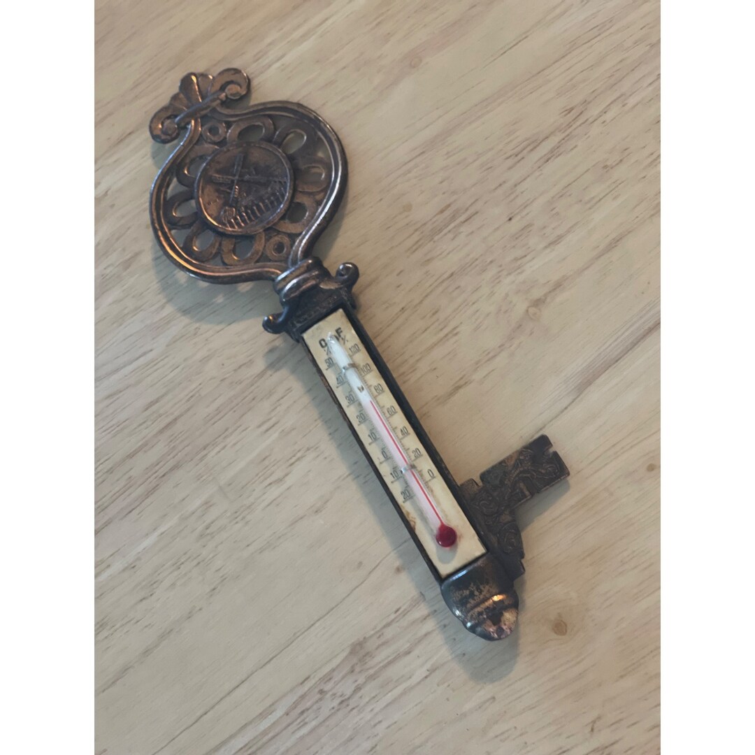 Vintage Brass Key Windmill Thermometer - Etsy