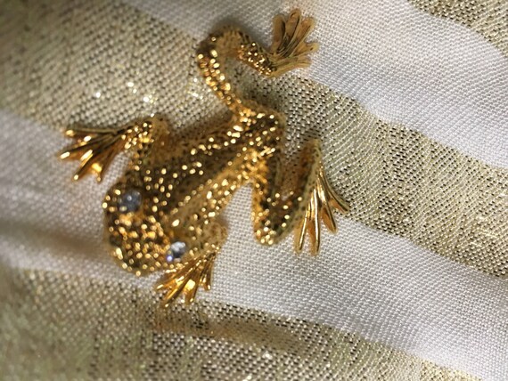 Swarovski By St. John Gold Frog Crystal Eyes Brooch J… - Gem