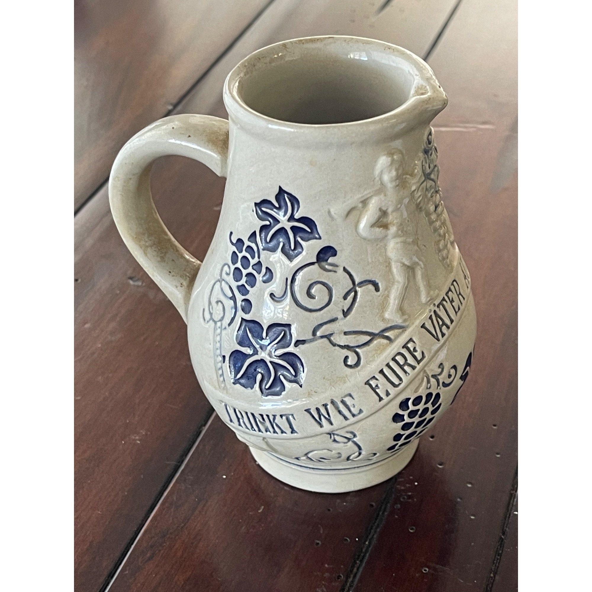 Vintage Salt Glazed Wick-werke German Pottery Pitcher - Etsy