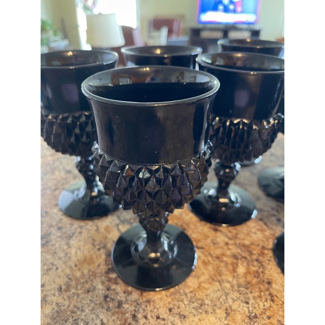 Black Cameo Tiara Goblets Eight Diamond Point Goth Decor - Etsy