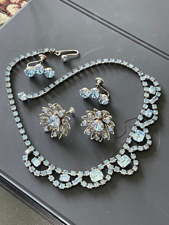 Vintage Glass Rhinestone Blue Set - Gem