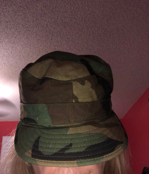 Vintage Camo Cap Combat Woodland Pattern Military Siz… - Gem