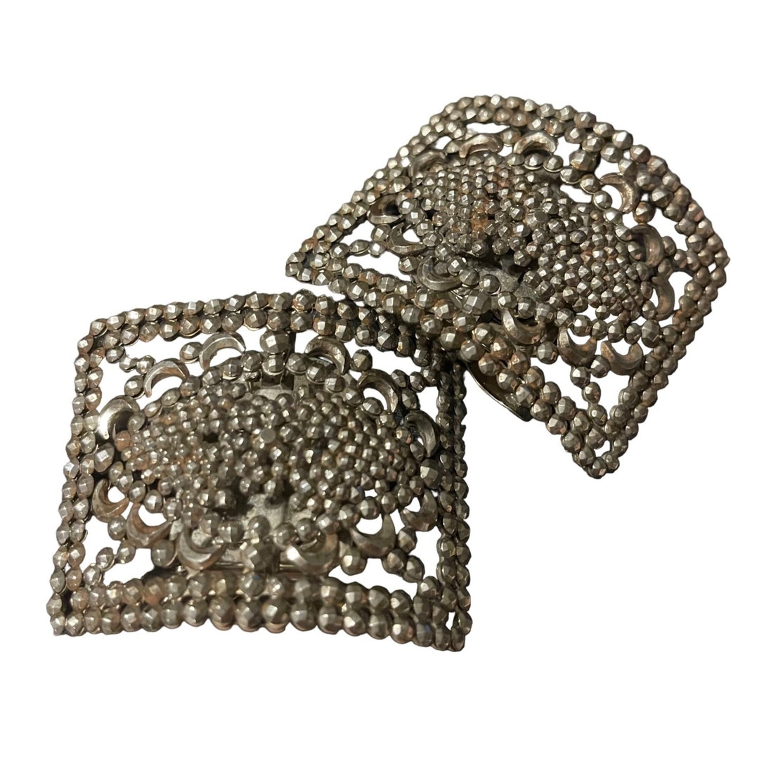 French Cut Steel Antique Shoe Clips Two - Etsy