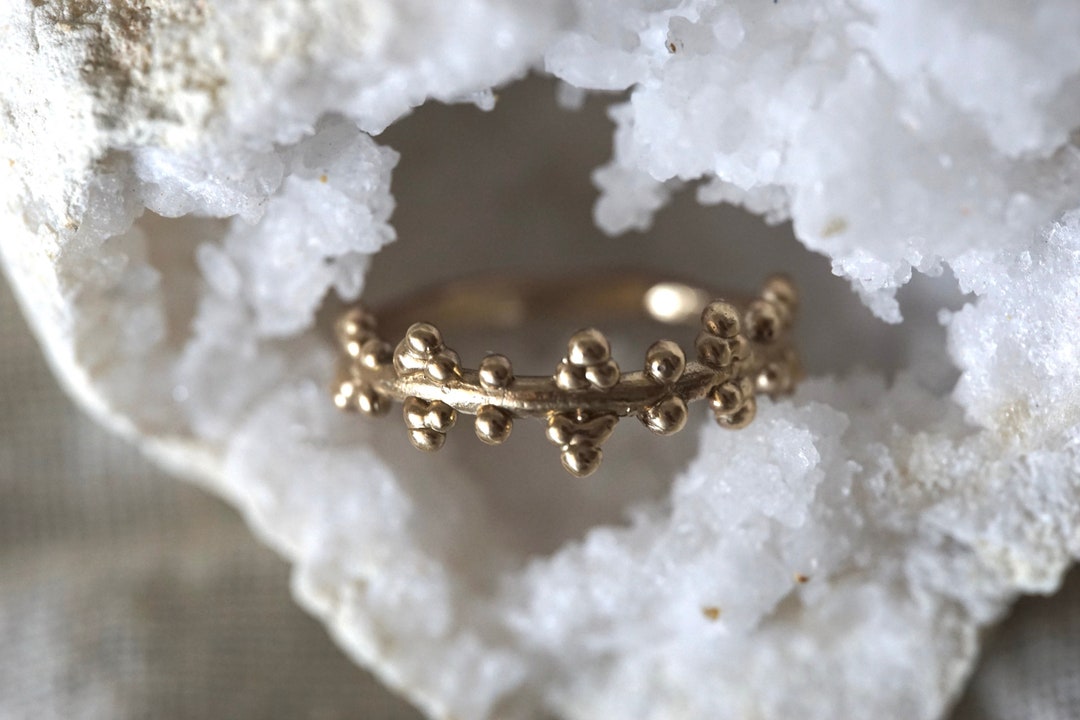 Dew Drop Ring #3 Solid Gold // 14K Gold Ring Dainty With Small Drops ...