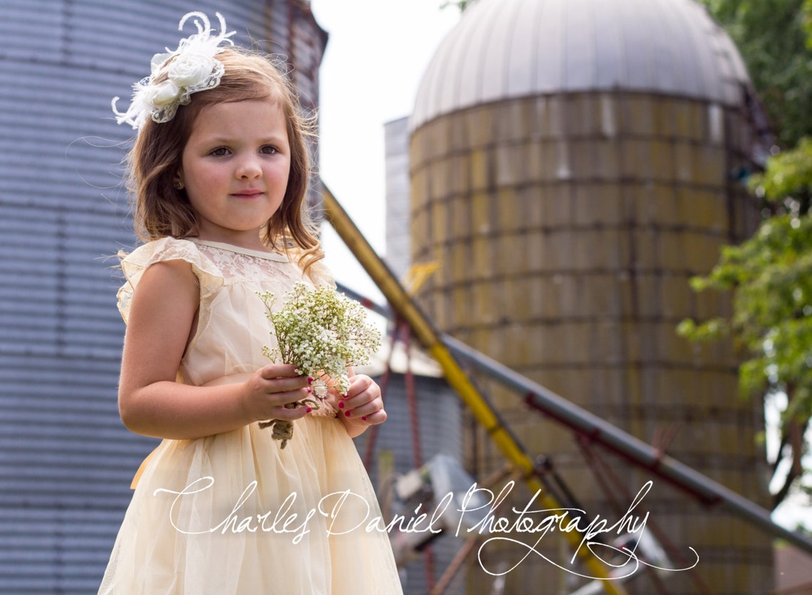 Flower Girl Dress Ivory Beige Flower Girl Dress Girls Lace - Etsy