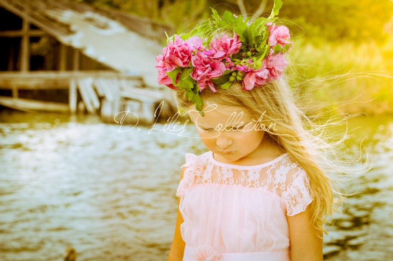 The Original Charlotte Blush Pink Lace Chiffon Flower Girl | Etsy