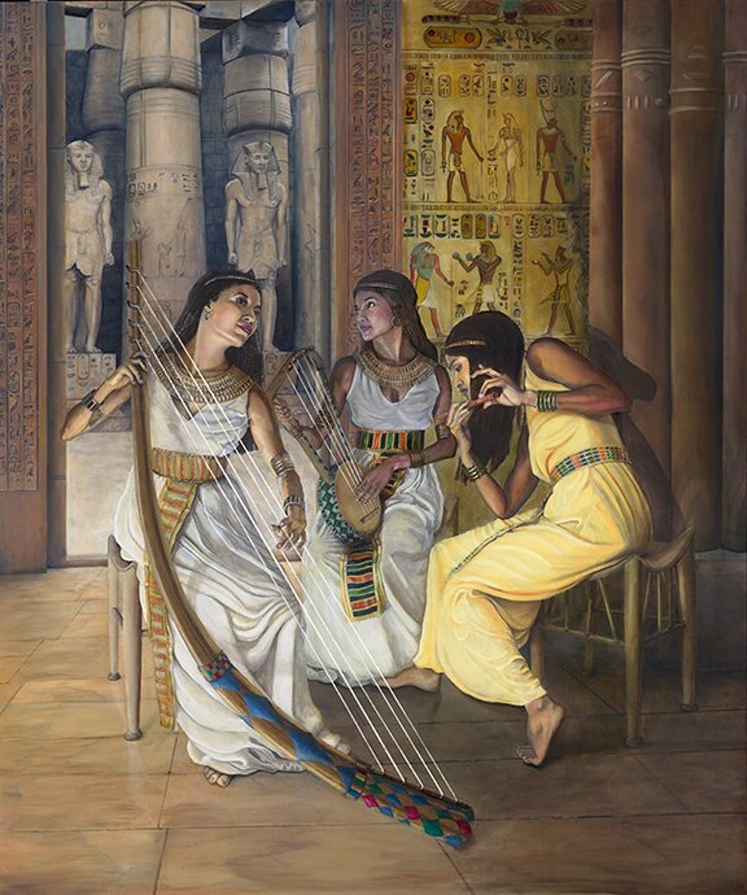 Egyptian Musicians Archival Giclee 24x20 Fine Art Paper, Signed Print ...