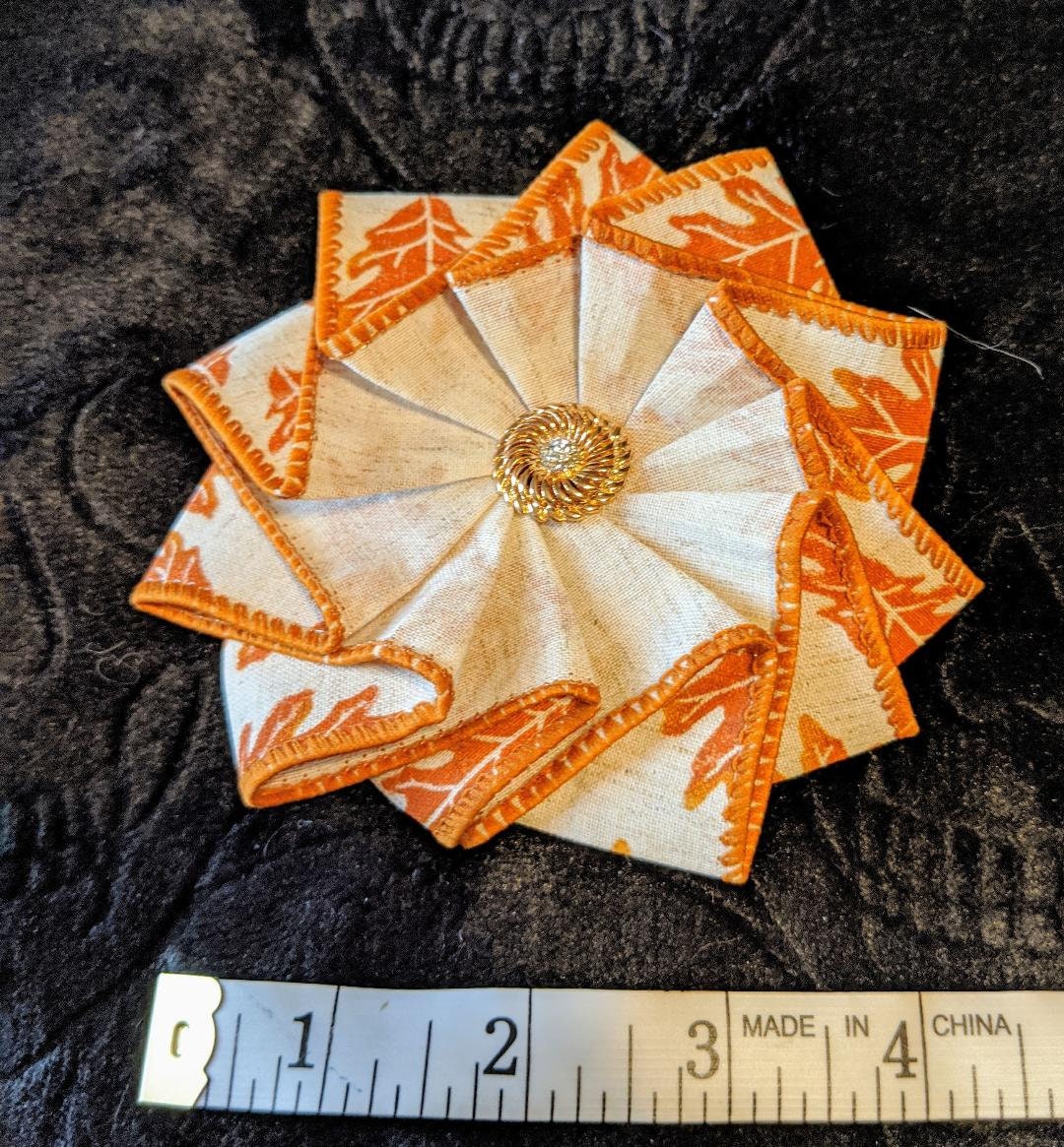 Burnt Orange Leaf and Ivory Cockade Rosette Pin With a Gold - Etsy