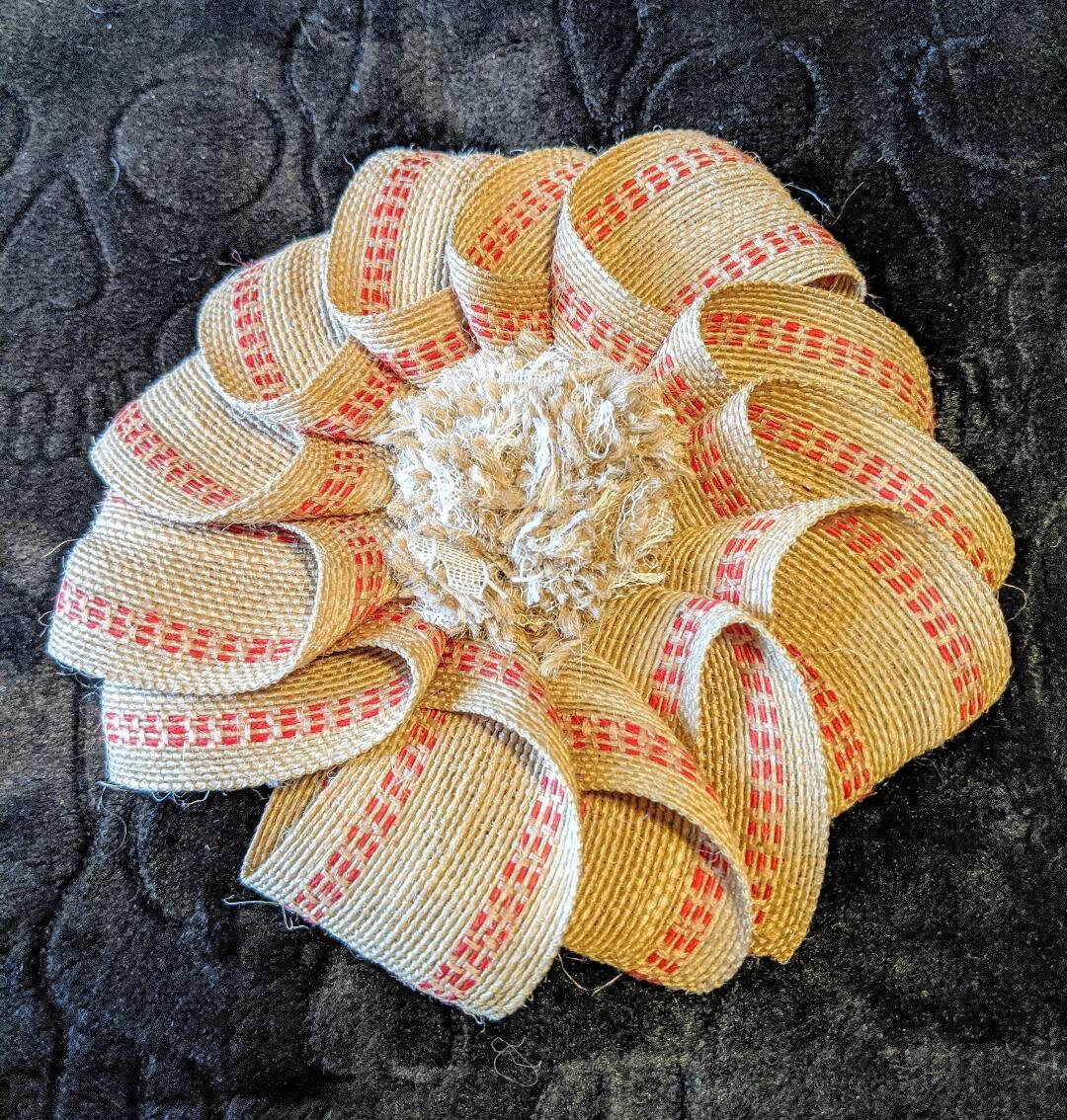 Tan and Red Cockade Rosette Pin With a Tan and White Centerpiece. - Etsy