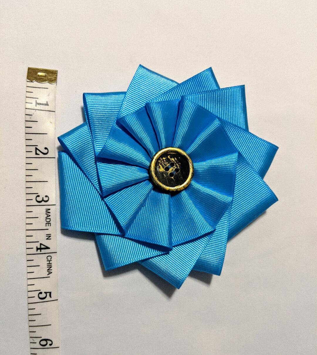 Teal Blue Cockade Rosette Pin With an Antiqued Gold Button - Etsy