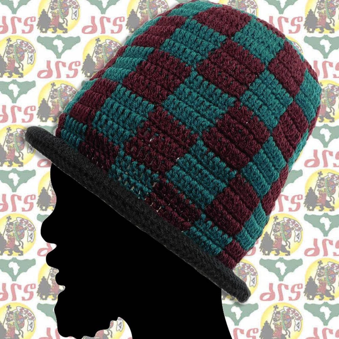 Rasta Crown Knit Hat drs/M hat-c14 / Hand-knitted Dreadlocks Tam Roots ...