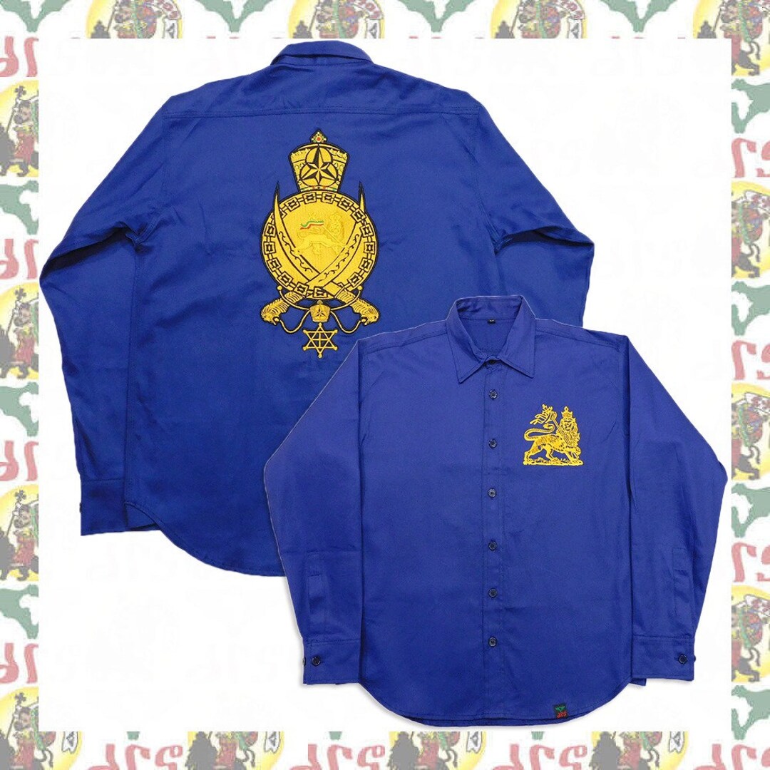 JAH ARMY [drs] Embroidered Long-sleeved Shirt Rastafari Reggae Jamaica ...