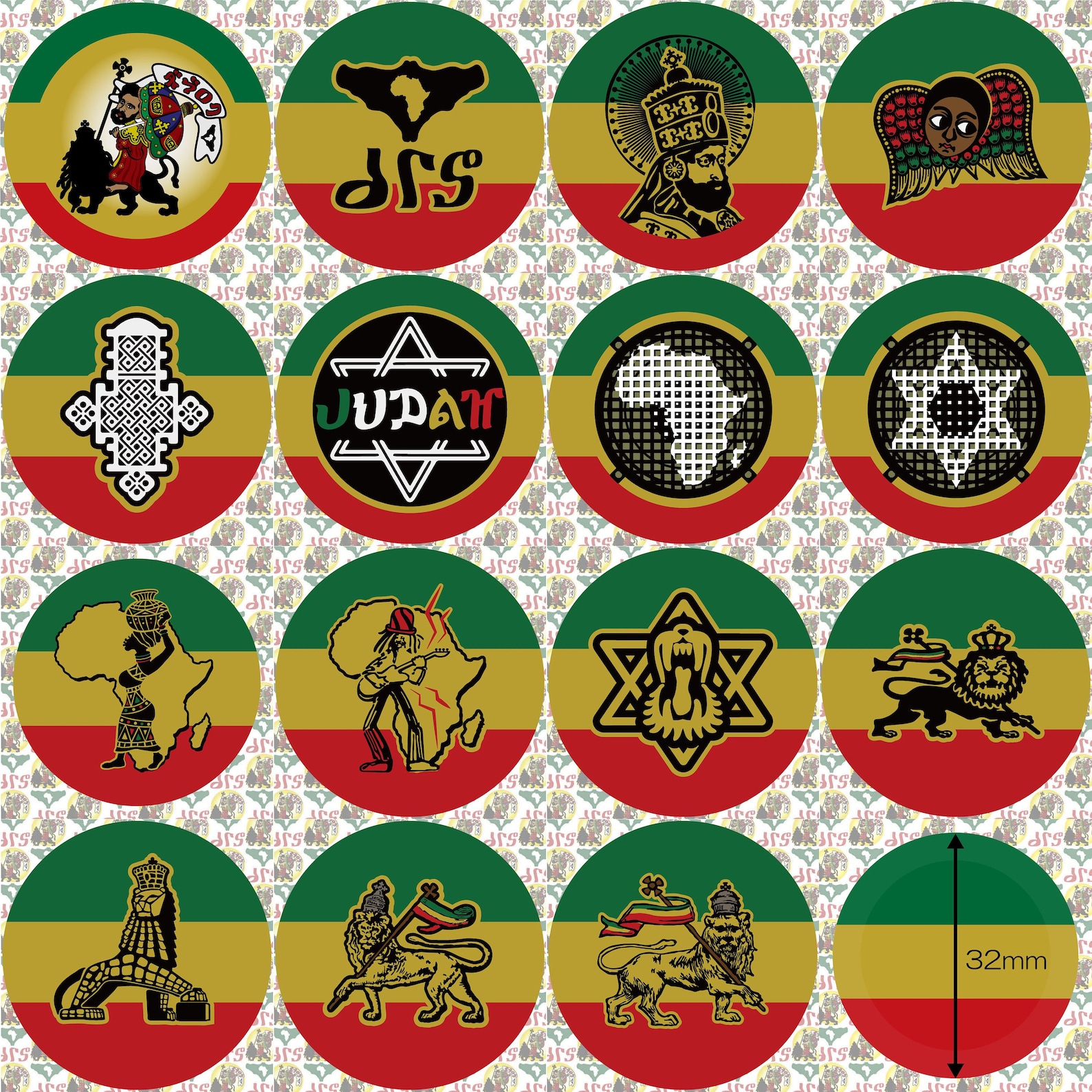 Metal Badge drs 32mm rasta Reggae Ethiopia Africa Lion of - Etsy