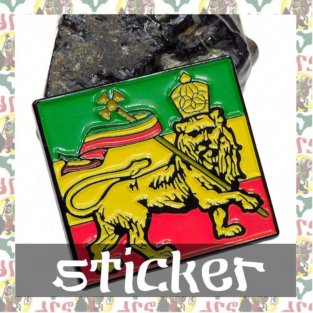 Lion of Judah [drs] 2D Sticker Badge (rasta Reggae Ethiopia Africa Lion ...