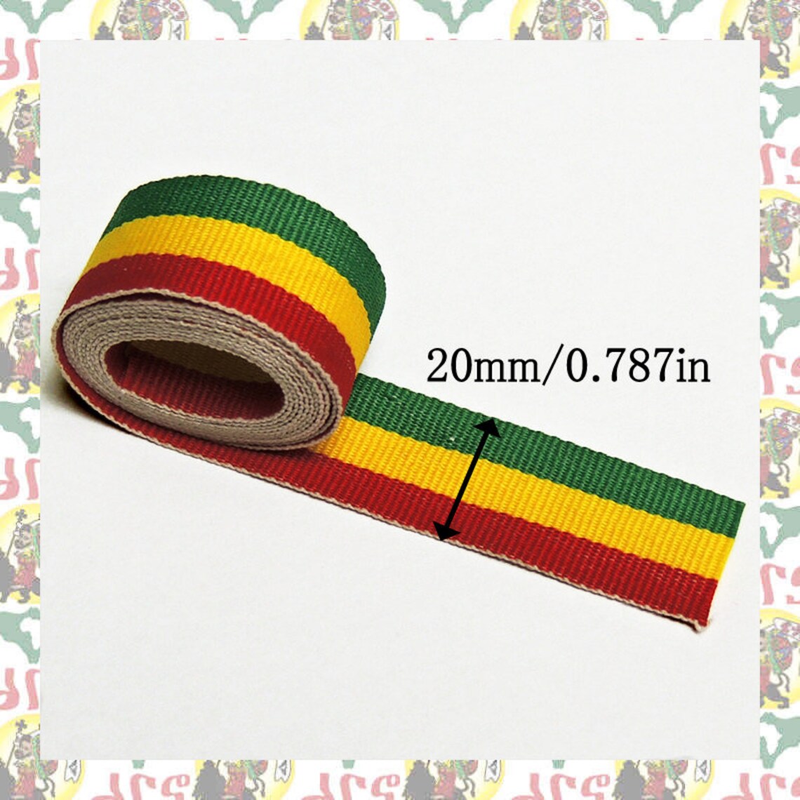 20mm Ethiopia Africa Rasta Color Ribbon Made in Ethiopia (roots Reggae ...