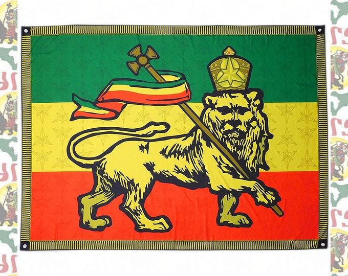 Rastafarian Majesty: the Lion of Judah Tapestry Extra-large Flag haile ...