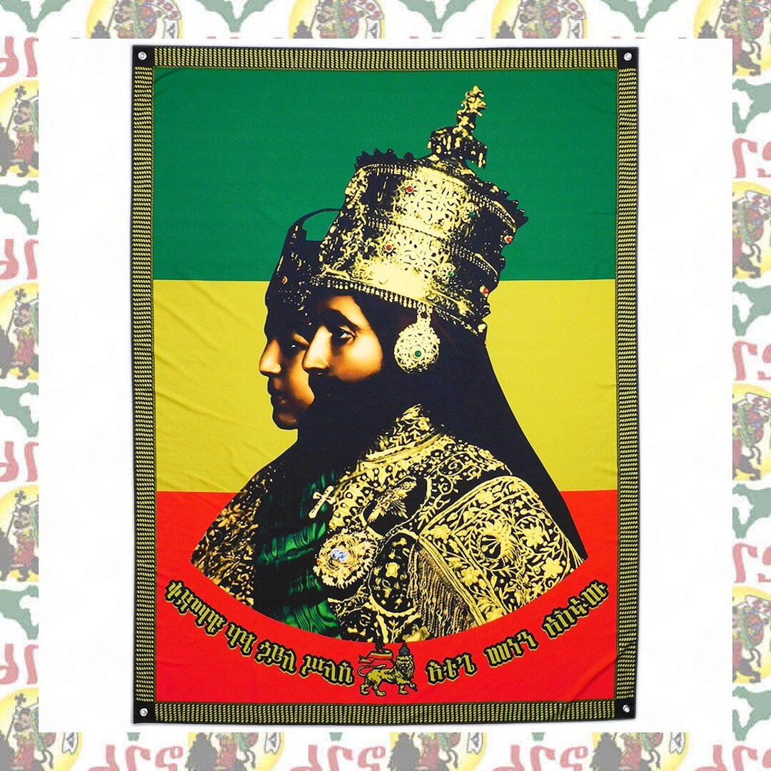 Rastafarian Majesty: King ALPAH & Queen OMEGA Tapestry Extra-large Flag ...