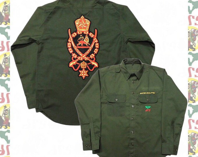 Jah Army [drs]haile Selassie I Embroidered Long-sleeved Shirt ...