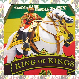 Rastafarian Majesty: Haile Selassie I Tapestry Extra-large Flag lion of ...