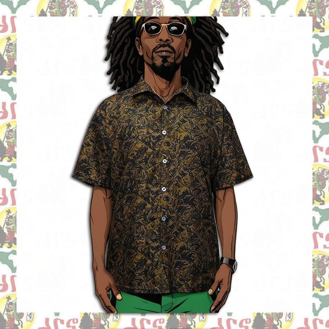 Drs Original Full-print Short Sleeve Shirt for Reggae Rasta Man Fans ...