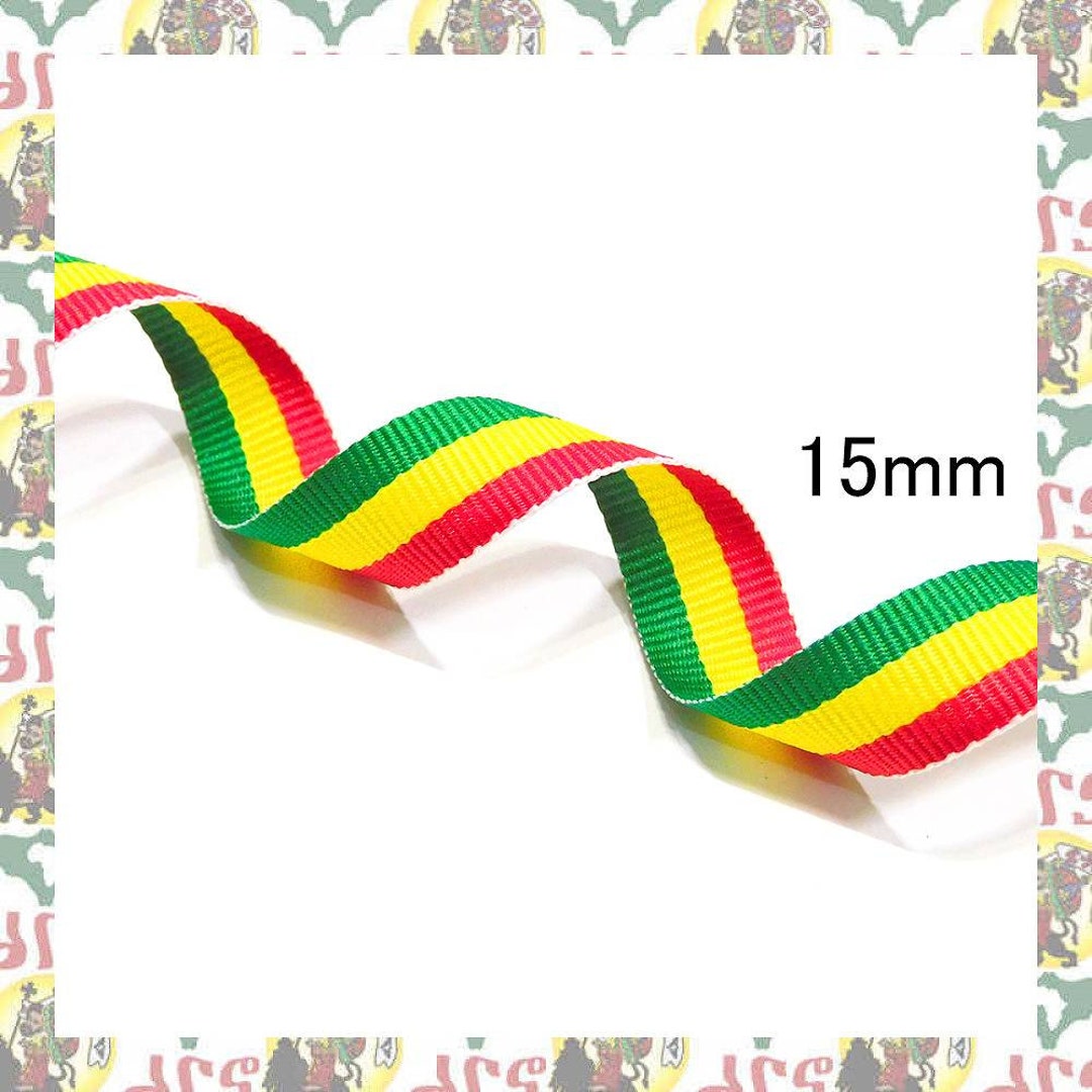 15mm Ethiopia Africa Rasta Color Ribbon Made in Ethiopia (roots Reggae ...