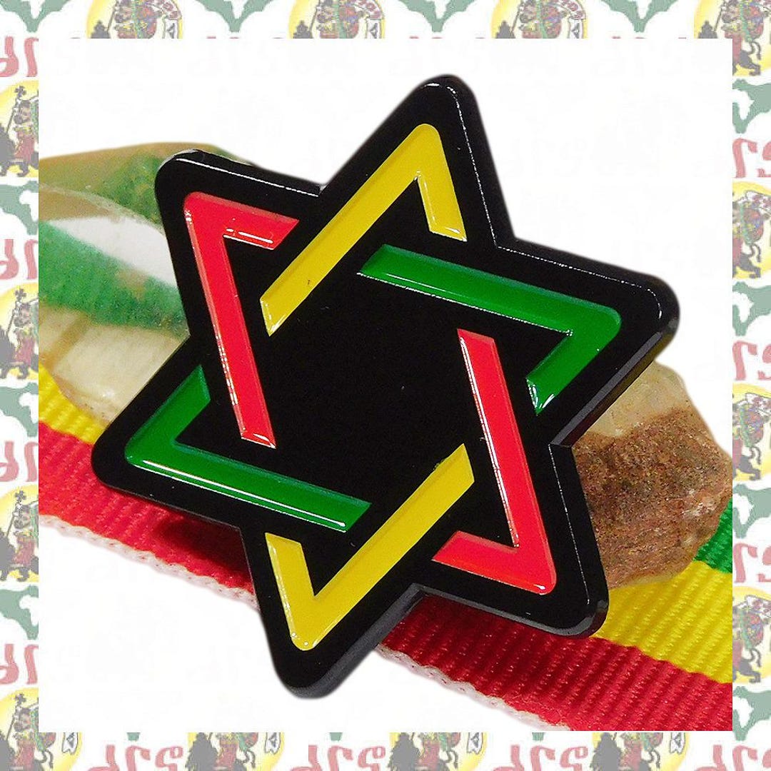 Star of David [drs] 2D Pins Badge (rasta Reggae Ethiopia Africa Lion of ...
