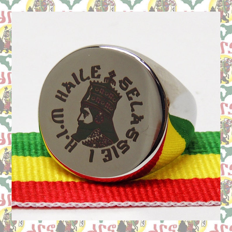 Haile Selassie I Stainless Steel Ring / Reggae Rasatafari Lion - Etsy