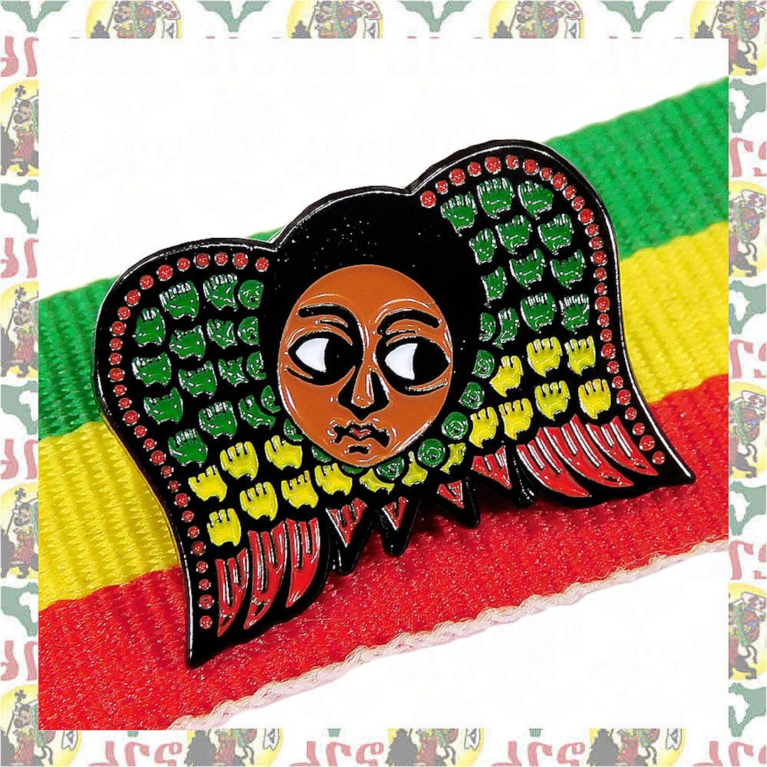 Ethiopian Angel [drs] 2D Pins Badge (rasta Reggae Ethiopia Africa Lion ...
