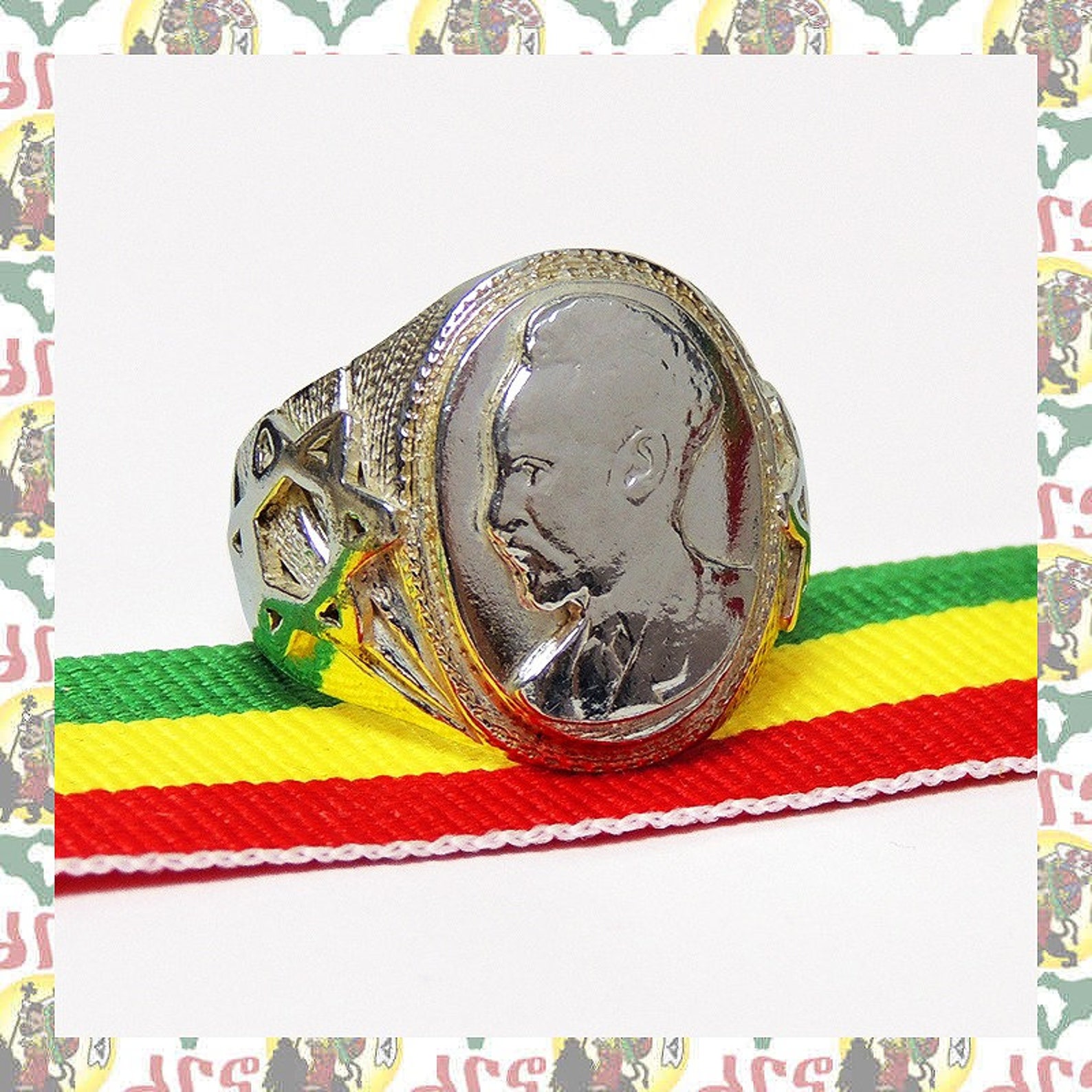 Haile Selassie IEthiopia Silver Ring Ethiopia Reggae Roots | Etsy