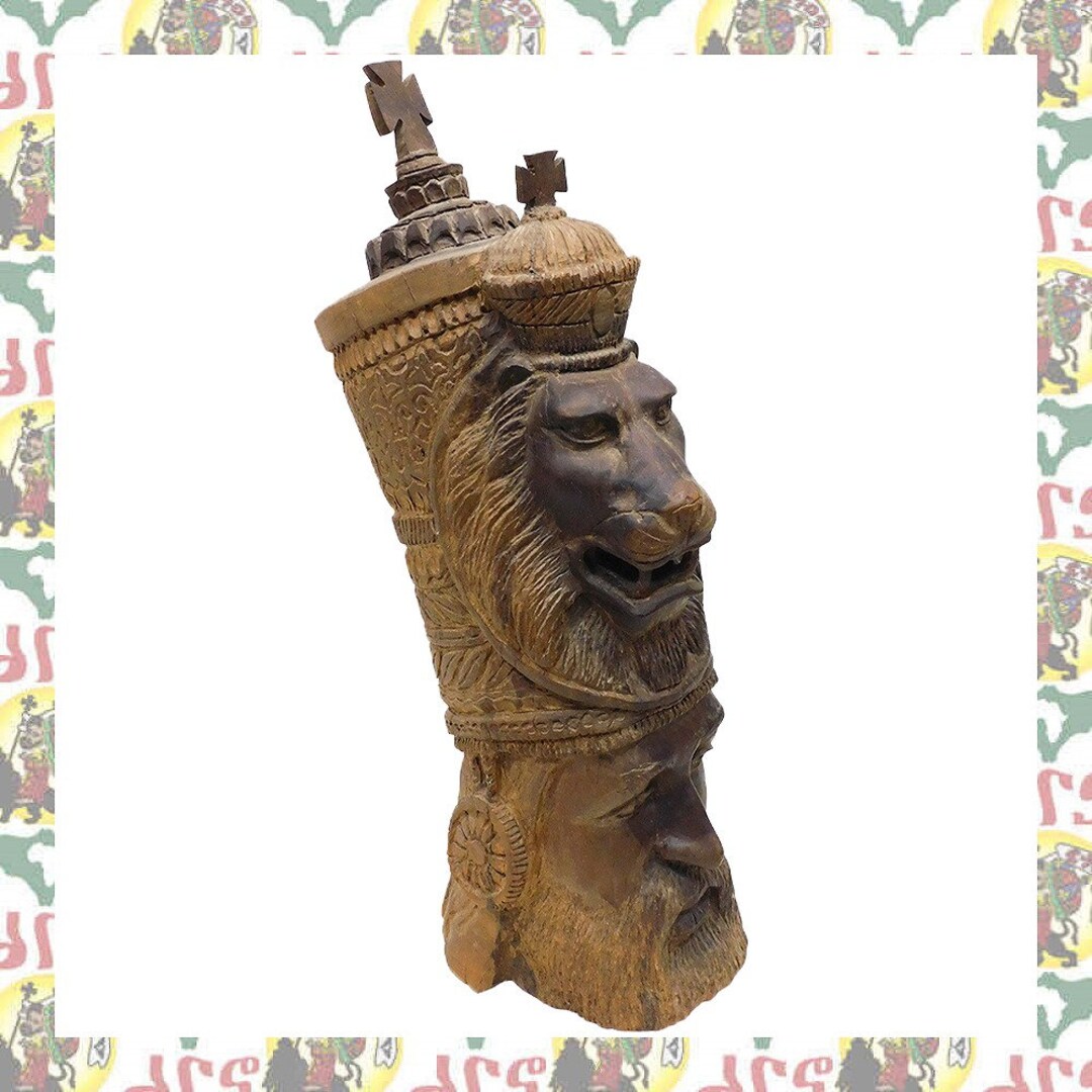 Emperor Haile Selassie Wooden Carved Ornament / Jah Rastafari Lion of ...