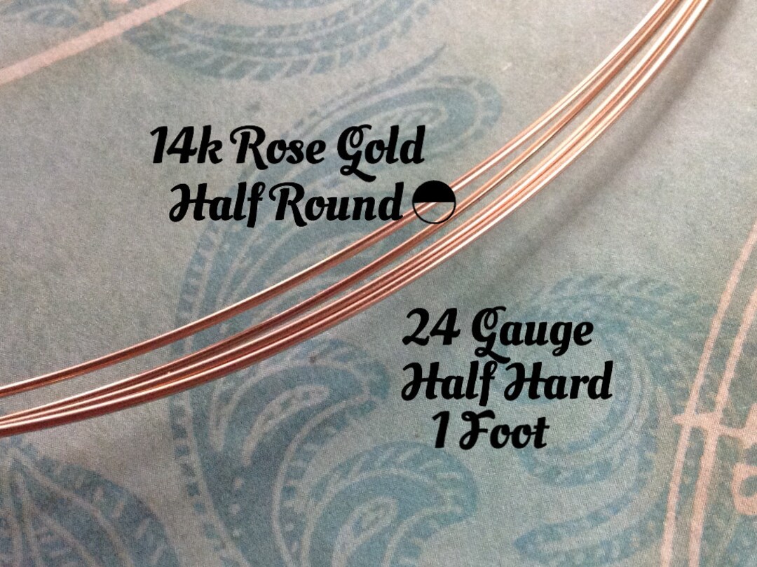 14K ROSE Gold Filled Wire, HALF ROUND, 24 Gauge, 1 Foot, Half Hard - Etsy