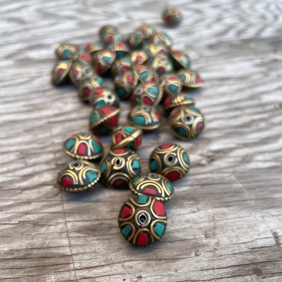 Handcraft Beads: Rice Bean Shape Himalayan Bead With Circles Design ...