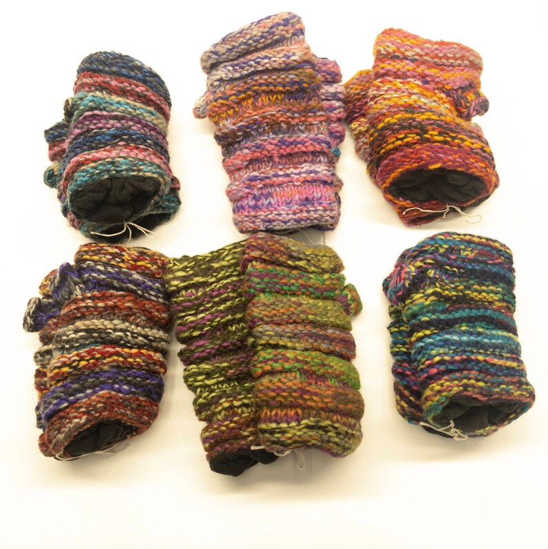 Handmade Woolen Knit Fleece Lined Multi Color Unisex - Etsy