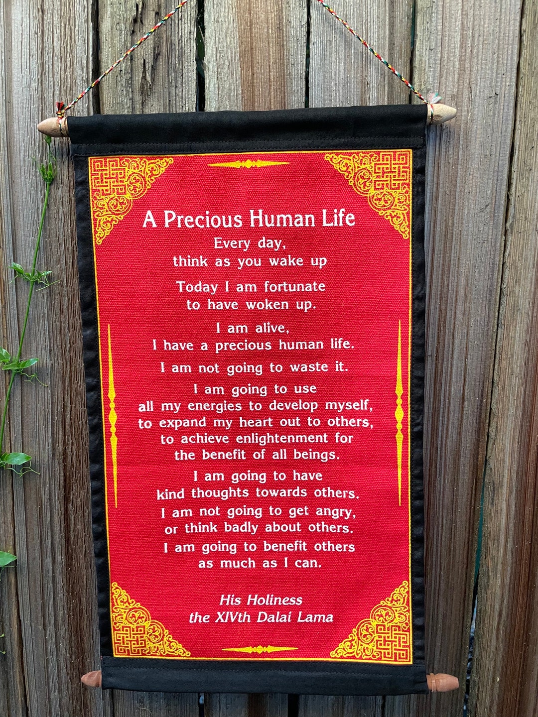 Dalai Lama Quotes "a Precious Human Life" Cotton Wall Hanging ...