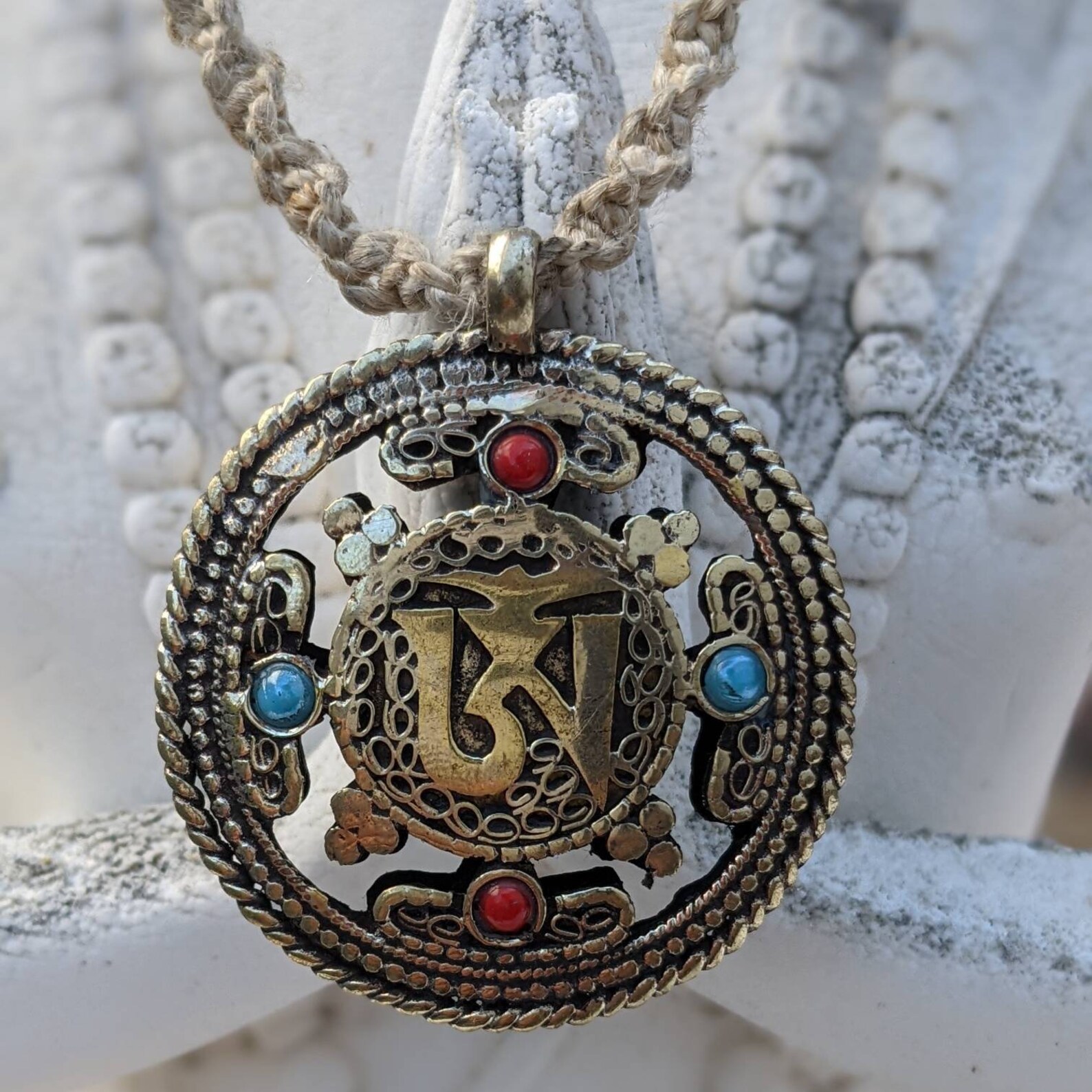 Double Sided Om and Double Dorjee Tibetan Pendant. Filigree - Etsy