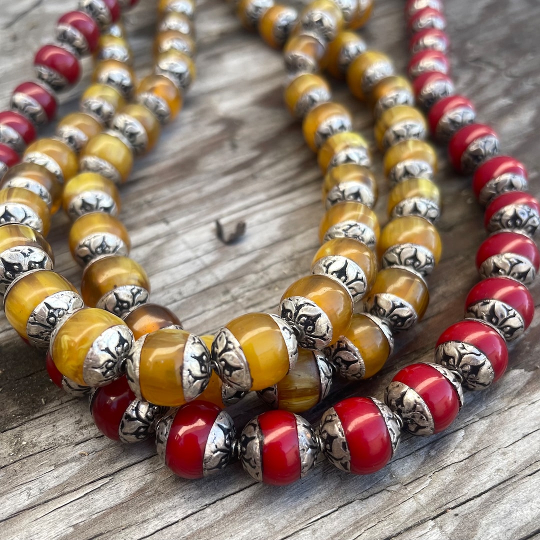Handcraft 10 Tibetan Amber Beads: Rice Bean Shaped Ethnic Himalayan ...